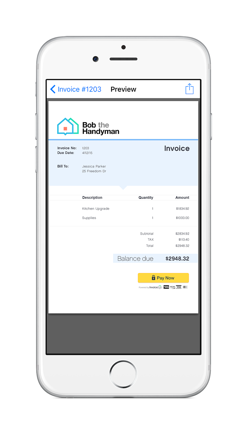 Invoice2go now with mobile payments