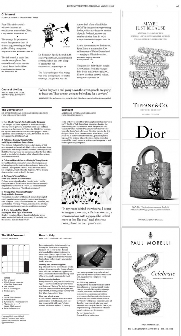 New York Times A2 & A3 redesign - Gold Winner - 2017 New York Design Awards