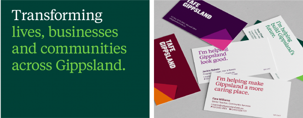 TAFE Gippsland rebrand - 2019 Melbourne Design Awards