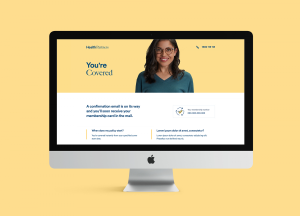 Health Partners Quote and Join - Gold Winner - MELBOURNE Design Awards 2020