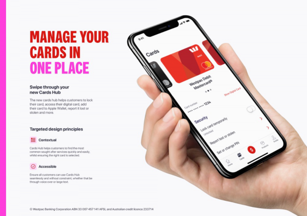 New Westpac App for iOS customers - Gold Winner - SYDNEY Design Awards 2021