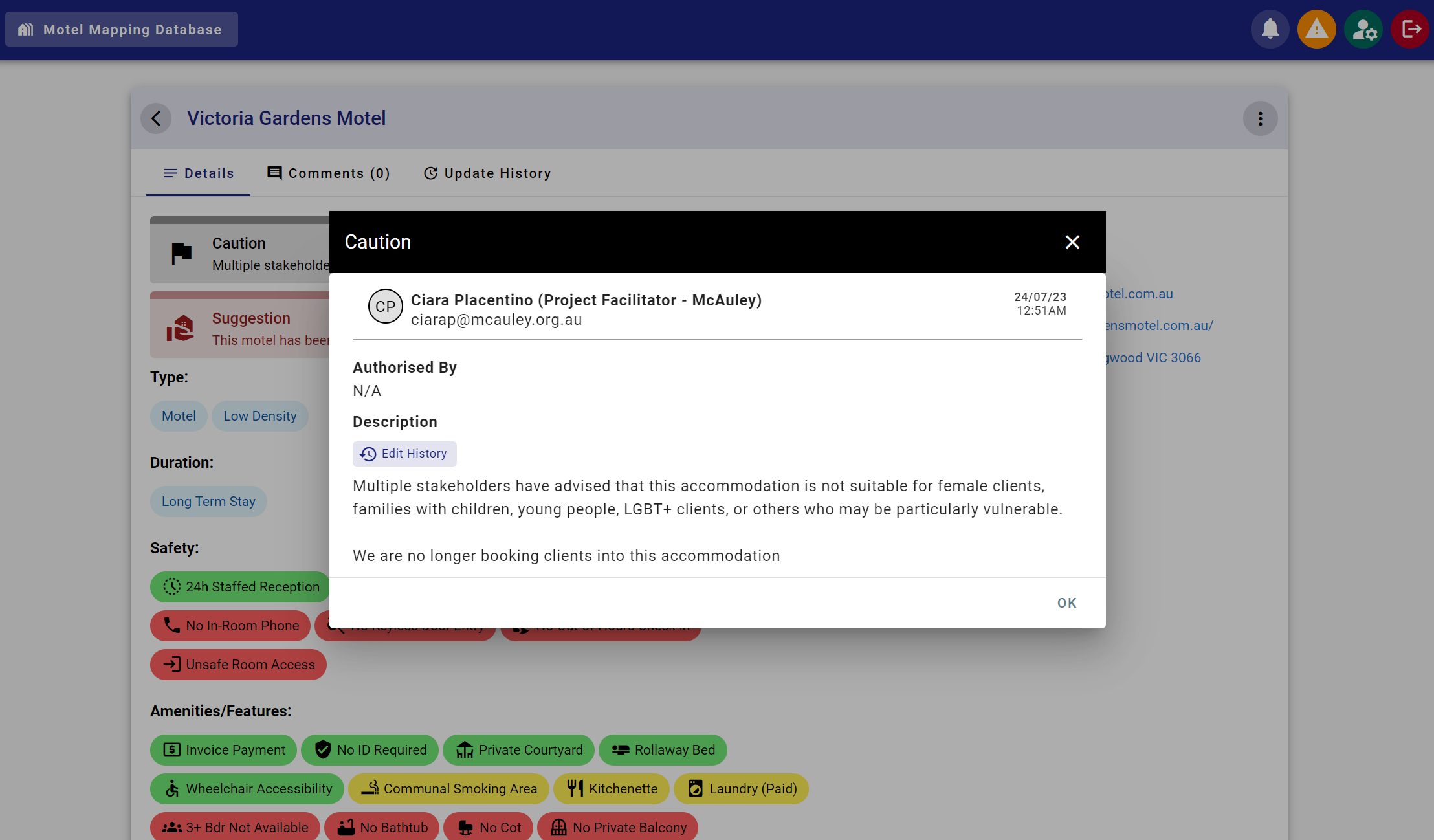 Online Motel Mapping Database - Gold Winner - MELBOURNE Design Awards 2024
