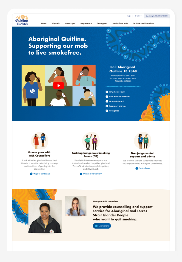 Aboriginal Quitline - Silver Winner - MELBOURNE Design Awards 2024