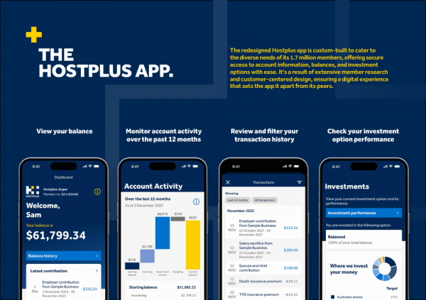 Hostplus mobile application redesign - Gold Winner - MELBOURNE Design Awards 2024