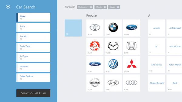 carsales.com.au Windows 8 app - 2013 Mobile Awards