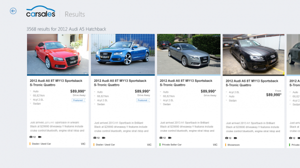 carsales.com.au Windows 8 app - 2013 Mobile Awards