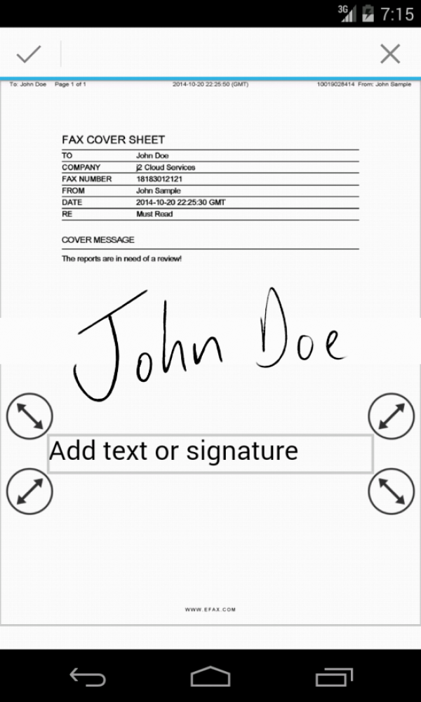 eFax - Gold Winner - 2014 US Mobile & App Design Awards