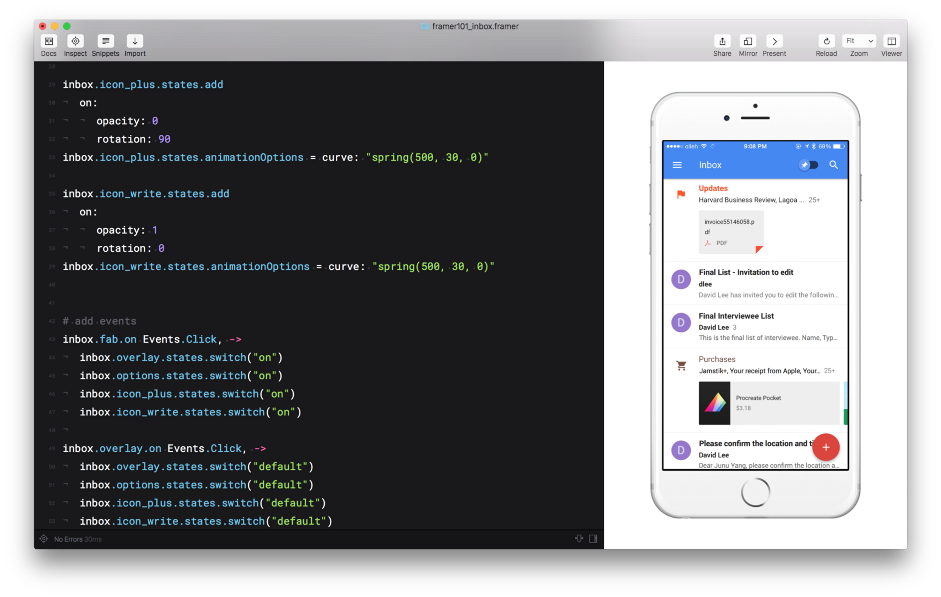 FramerJS - Silver Winner - 2015 [app] design awards USA